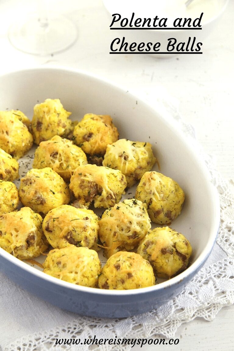 Polenta Balls with Cheese and Sausages (Baked in the Oven)