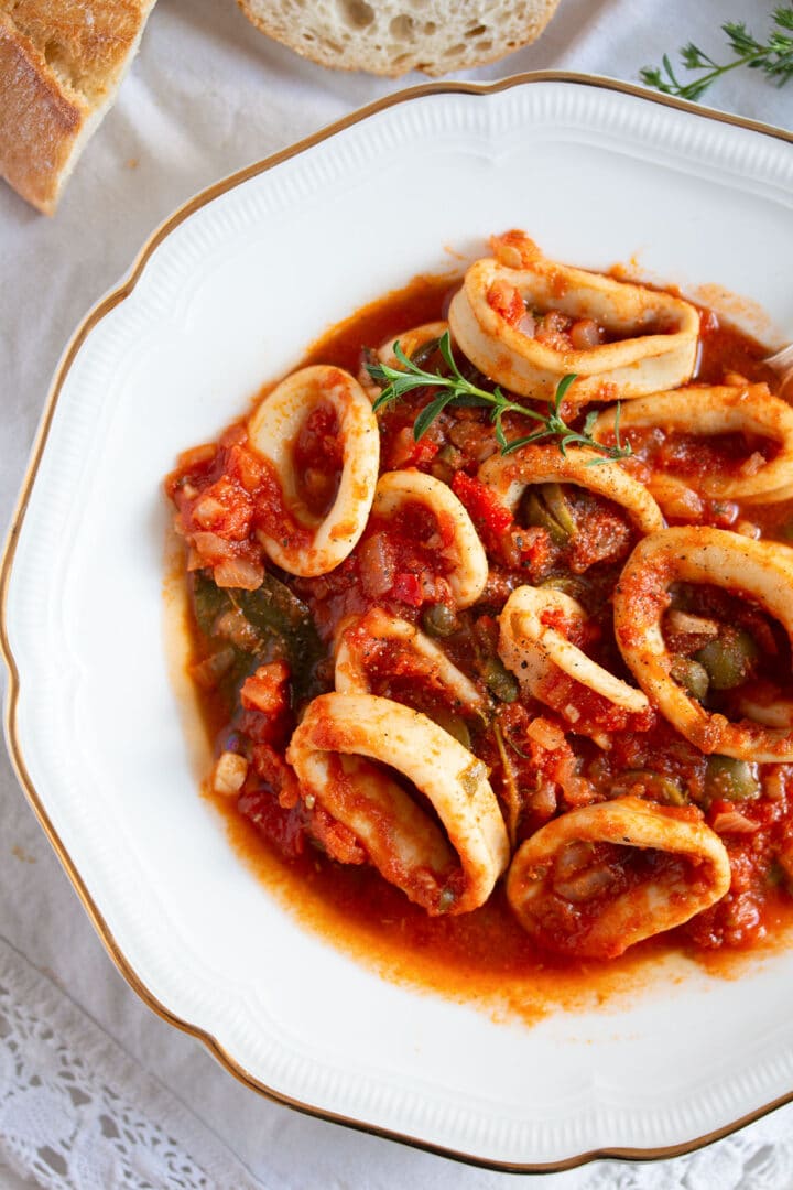 Calamari Stew in Tomato Sauce - Where Is My Spoon