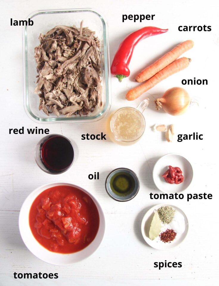 Leftover Lamb Ragu with Pasta (Ragout with Roast Lamb)