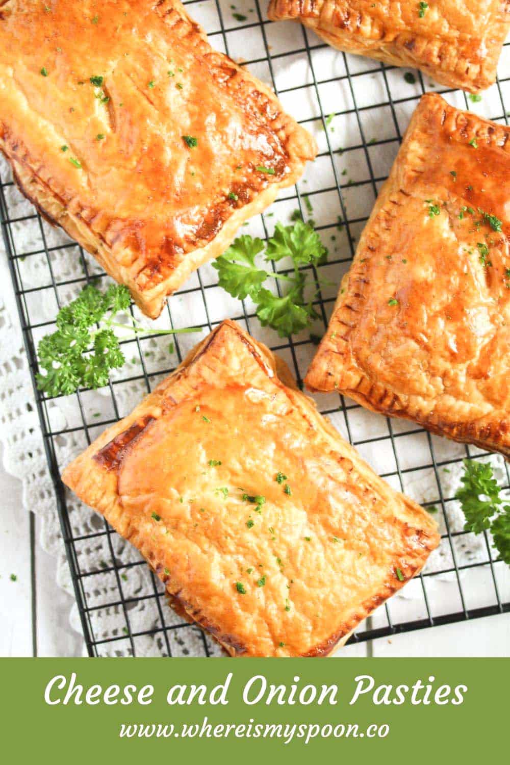 Cheese and Onion Pasties with Puff Pastry - Where Is My Spoon