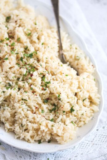 Simple Buttered Rice with Garlic - Where Is My Spoon