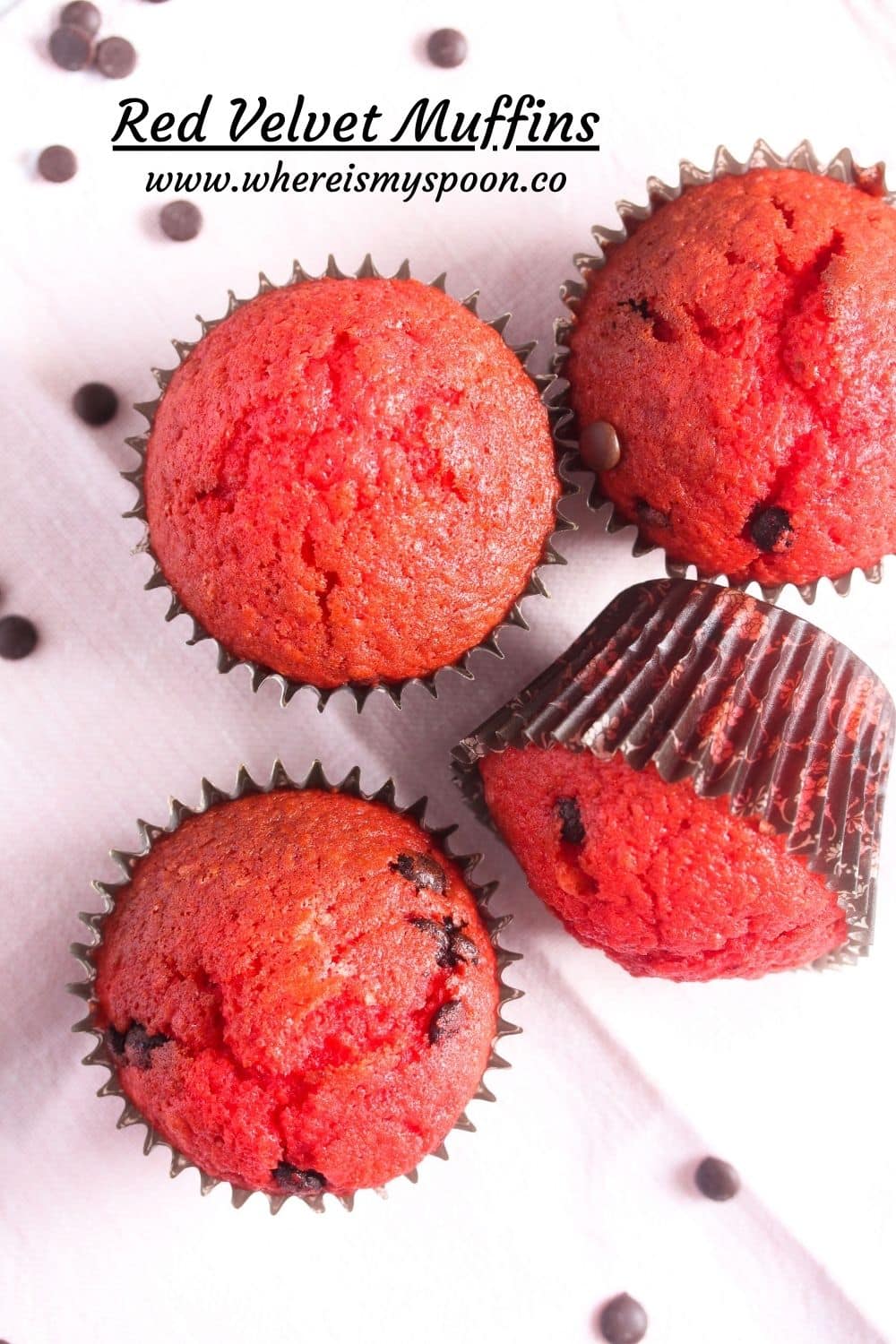 The Best Red Velvet Muffins (with Chocolate Chips) - Where Is My Spoon