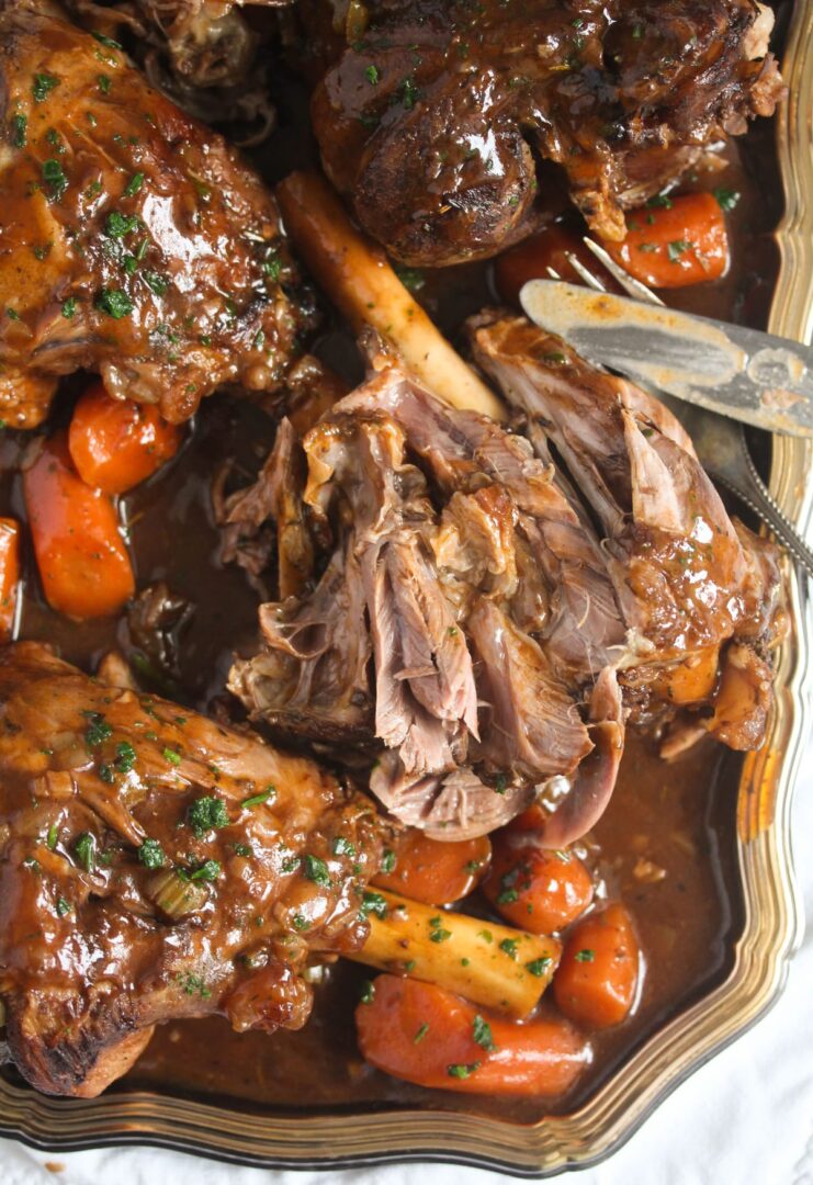 Slow Cooker Lamb Shanks (with Red Wine Sauce) - Where Is My Spoon